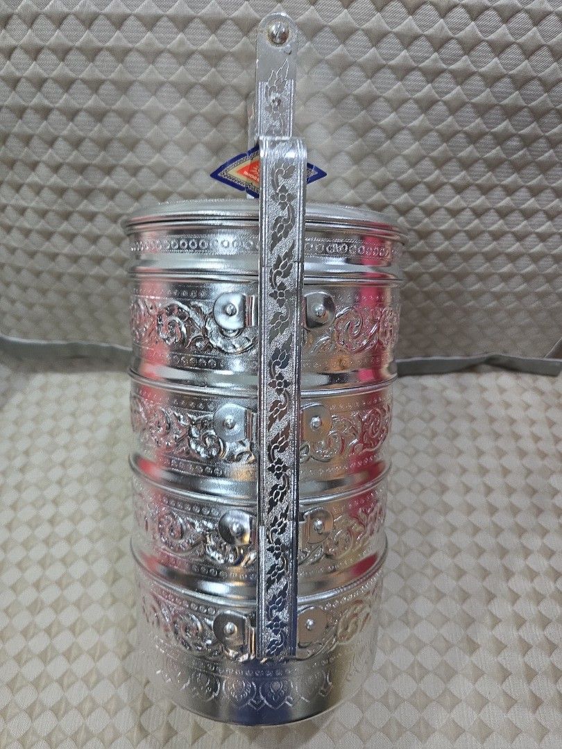 Diamond Brand Thai Vintage Silver Tiffin Carrier Tingkat with Intricate ...