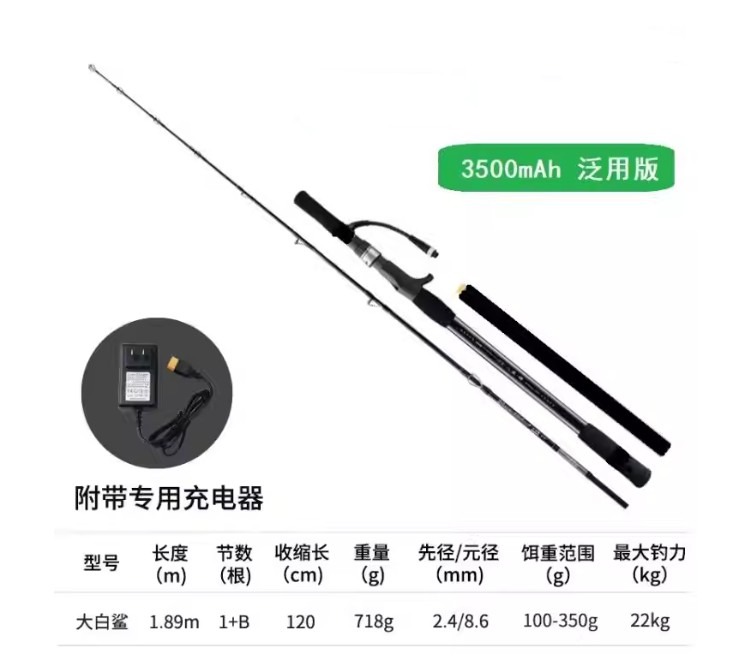 Electric Fishing Rod with 3500 mah Battery inserted straight into the ...
