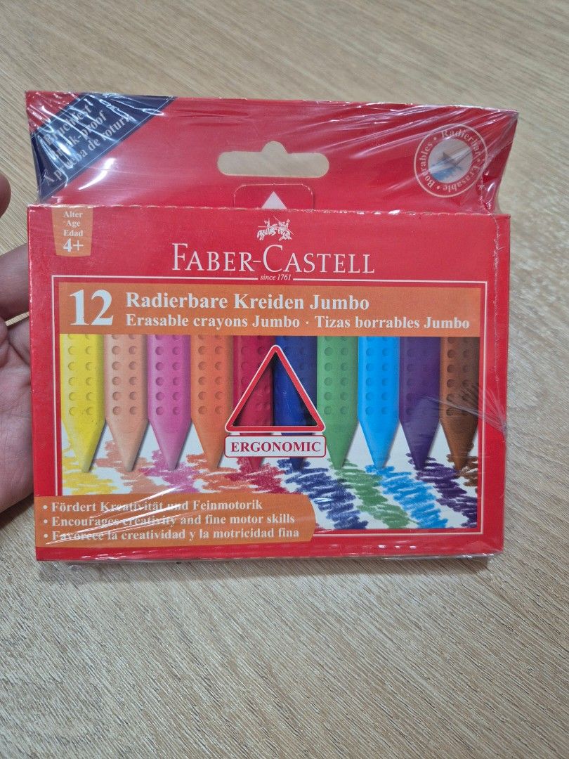 Faber-Castell 12 Erasable Crayons Jumbo, Hobbies & Toys, Stationery ...