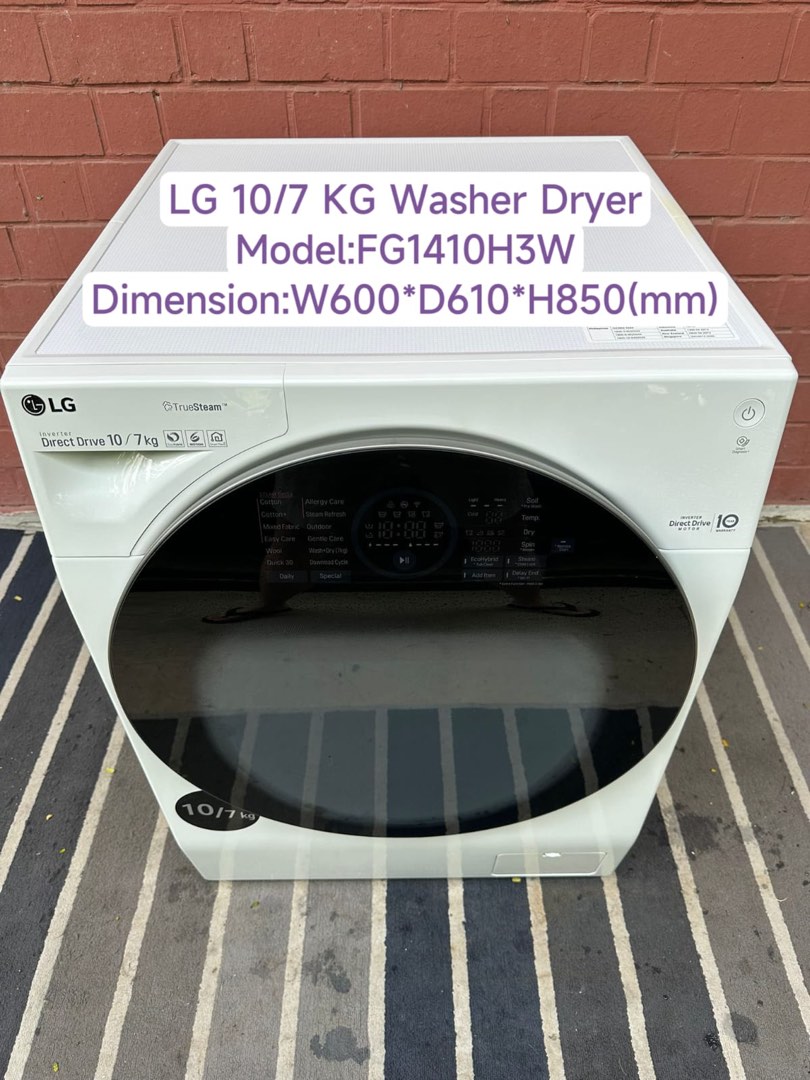 Free delivery LG 10/7 KG Washer Dryer, TV & Home Appliances, Washing ...