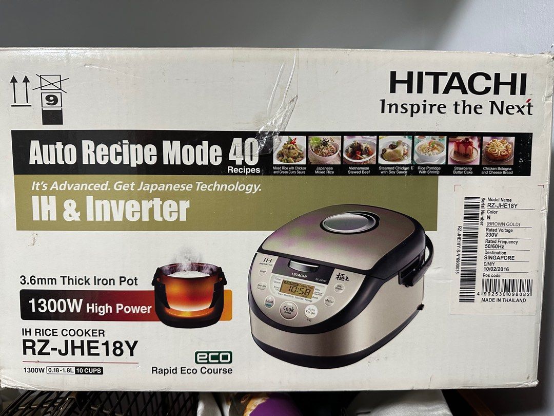 Hitachi IH Rice Cooker RZ-JHE18Y, TV & Home Appliances, Kitchen ...