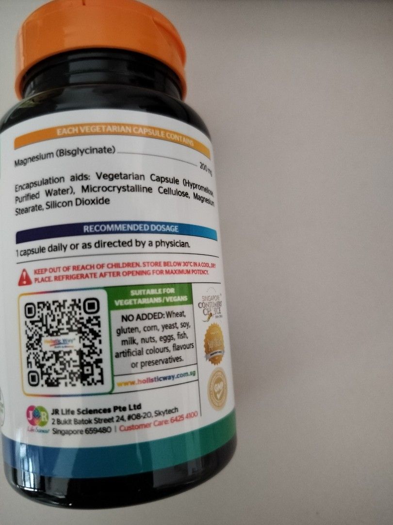 Holistic Way Magnesium Bisglycinate 200mg - 60 Capsules, Health ...