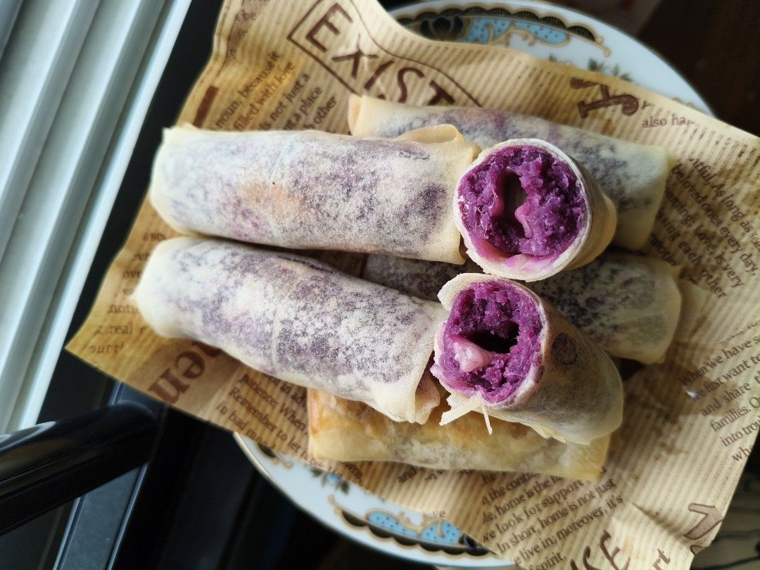 Homemade Purple Sweet Potato Spring Rolls (poppiah), Food & Drinks ...