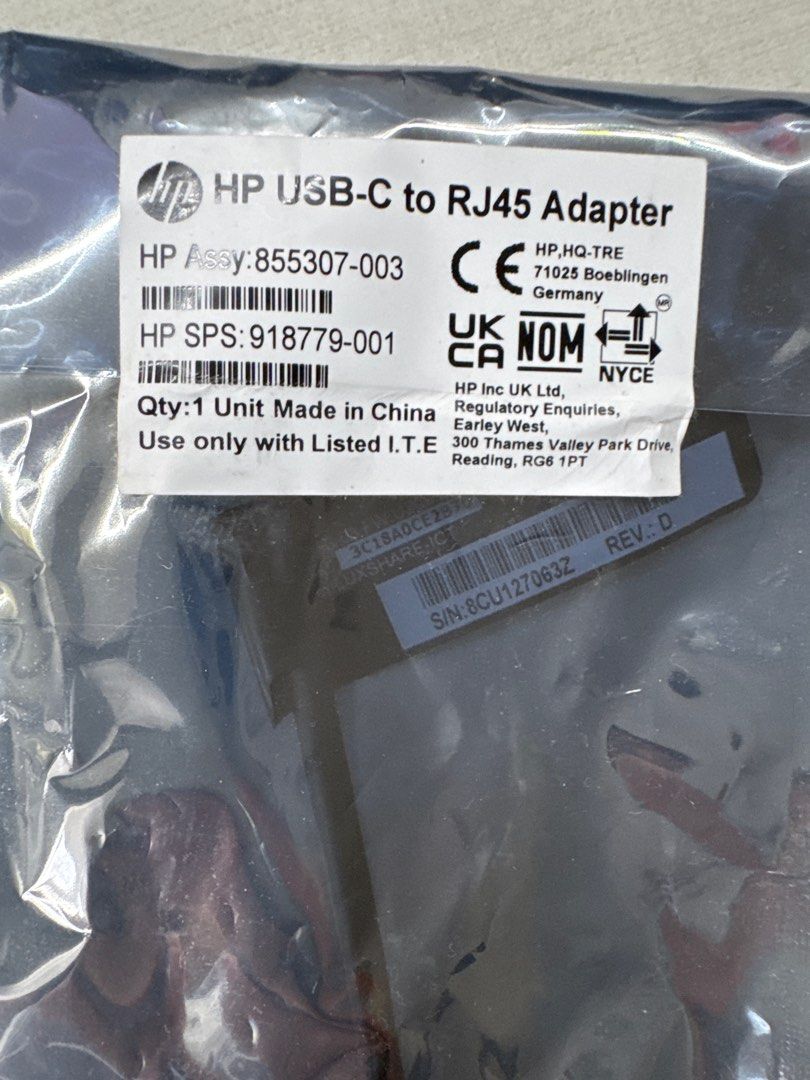 HP USB-C to RJ45 Adapter, Computers & Tech, Parts & Accessories, Laptop ...