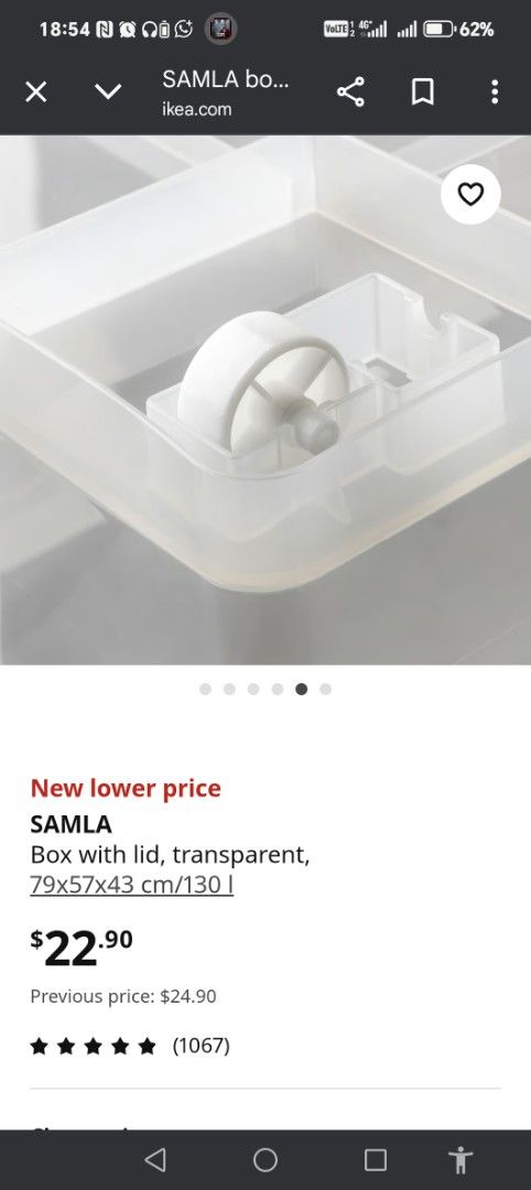 IKEA SAMLA Box with Lid - 130L, Furniture & Home Living, Home ...