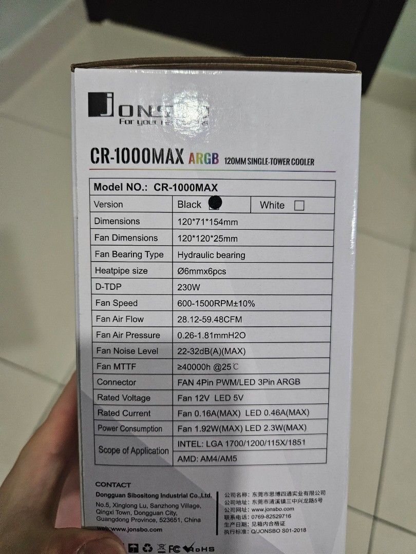 JONSBO CR-1000MAX ARGB CPU Cooler, Computers & Tech, Parts ...