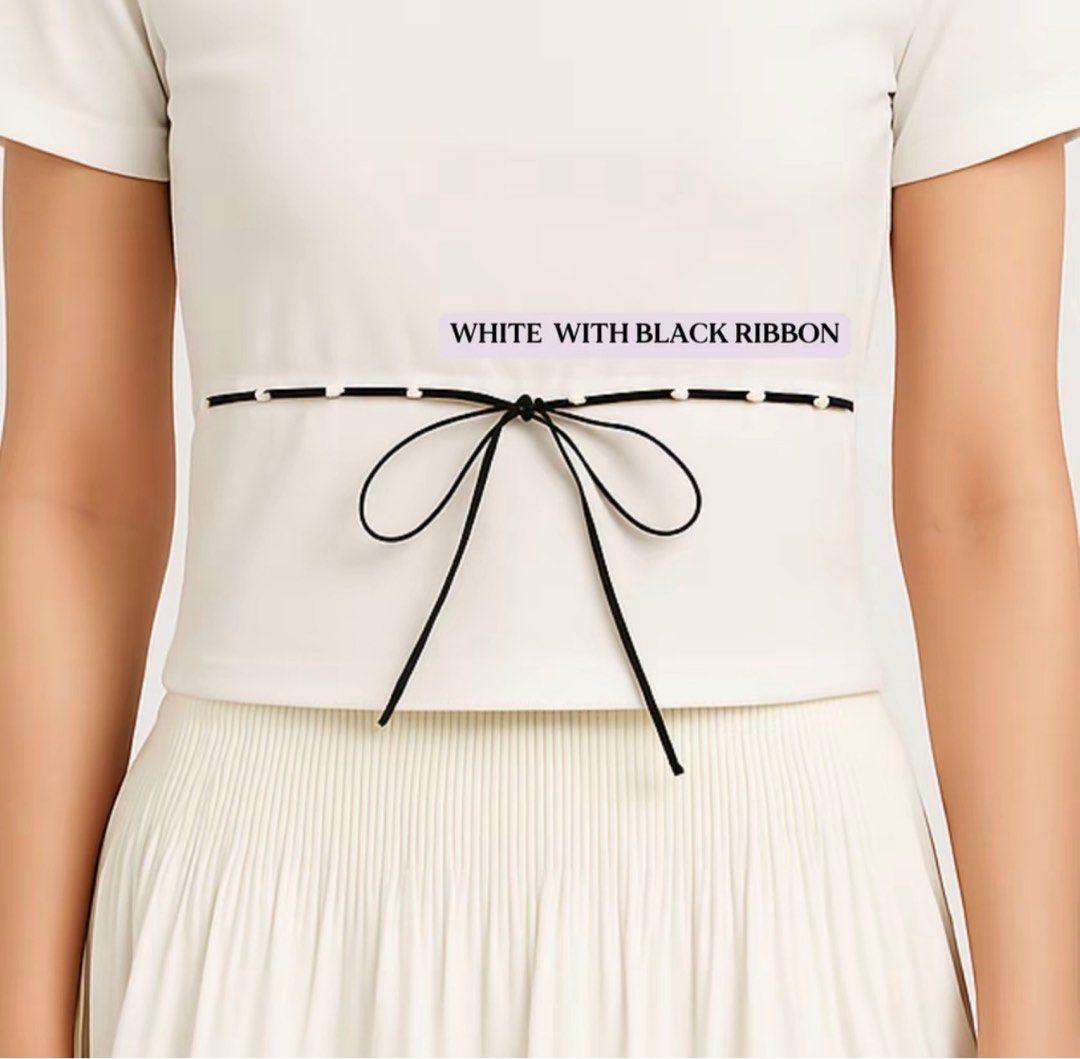 Mikayla (BARE/BASIC) Elsa V2 Lace-Ribbon Sleeved Top, Women's Fashion ...