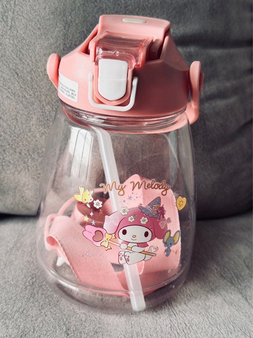 My Melody Water Bottle with Straw, Furniture & Home Living, Kitchenware ...