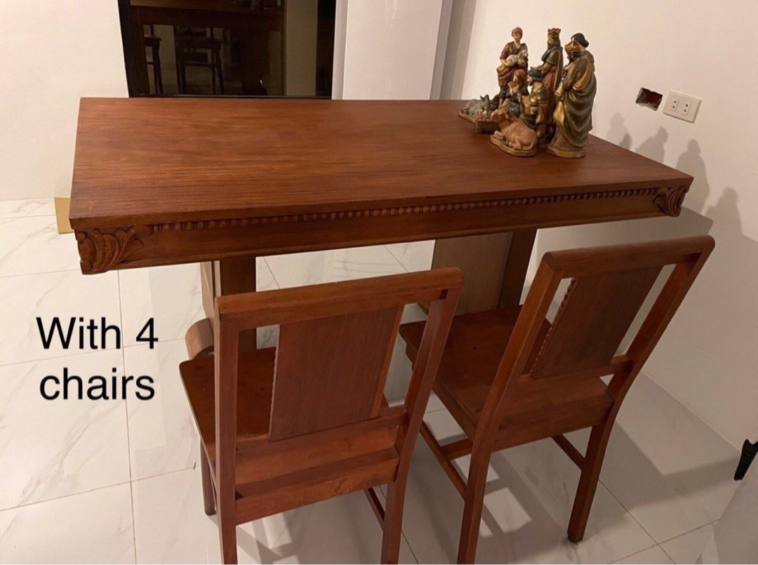 Narra Dining Table with 4 Chairs, Furniture & Home Living, Furniture ...