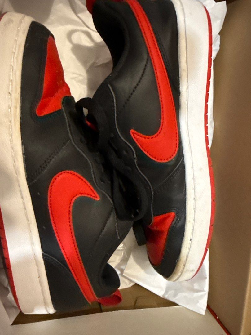 Nike Court Vision Low Black Red Sneakers, Women's Fashion, Footwear ...