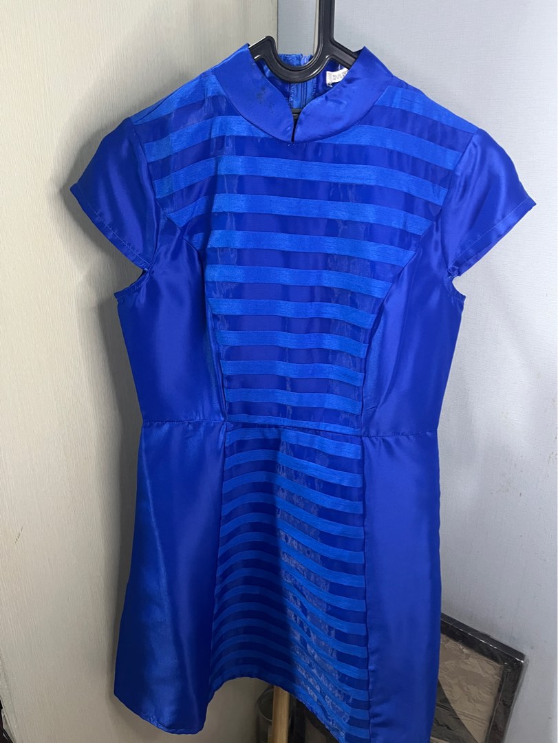 Panelli Blue Stripe Cocktail Party Midi Dress (Ada warna ungu juga ...