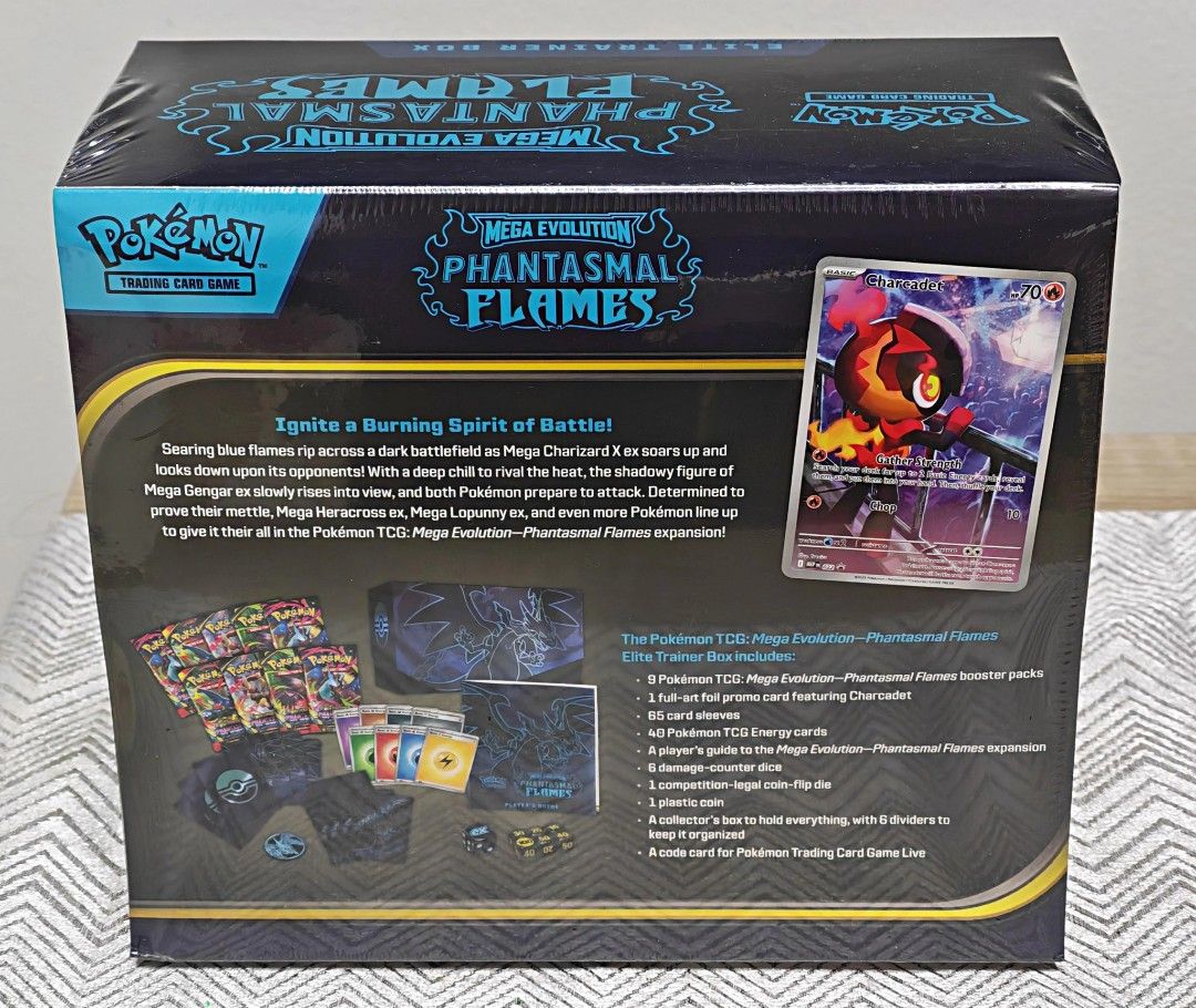 Pokemon Mega Evolution Phantasmal Flames Elite Trainer Box, Hobbies ...