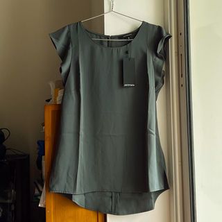 Portmans dark olive satin look blouse top. Runs large fits a usual S ...