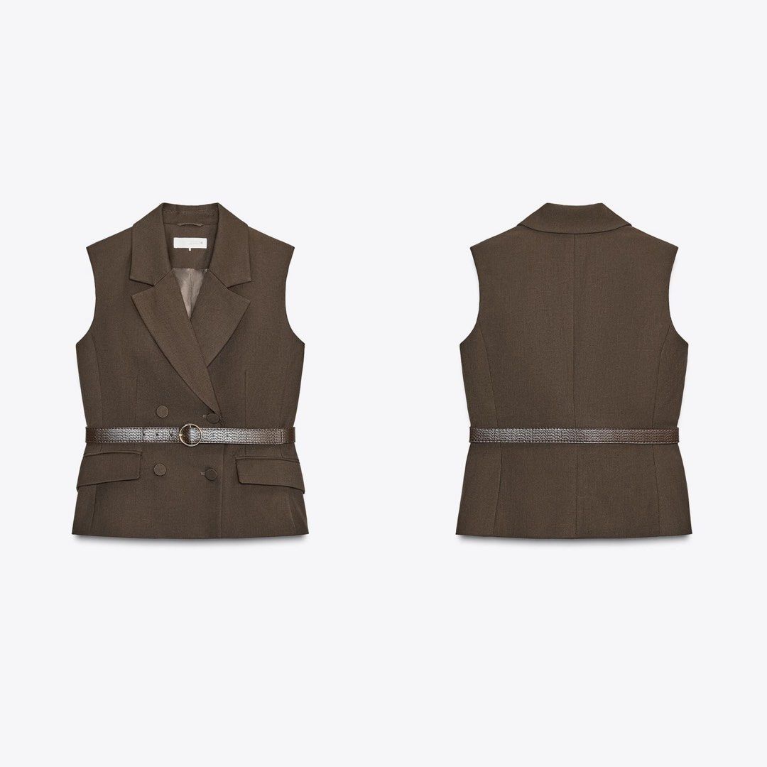 PRE ORDER 🇯🇵 Zara belted waistcoat, Women's Fashion, Tops, Others Tops ...