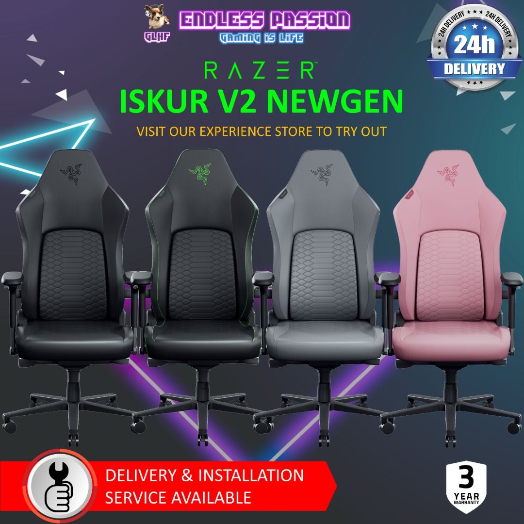 Razer Iskur V2 NewGen - Ergonomic Gaming Chair with Breathable Comfort ...