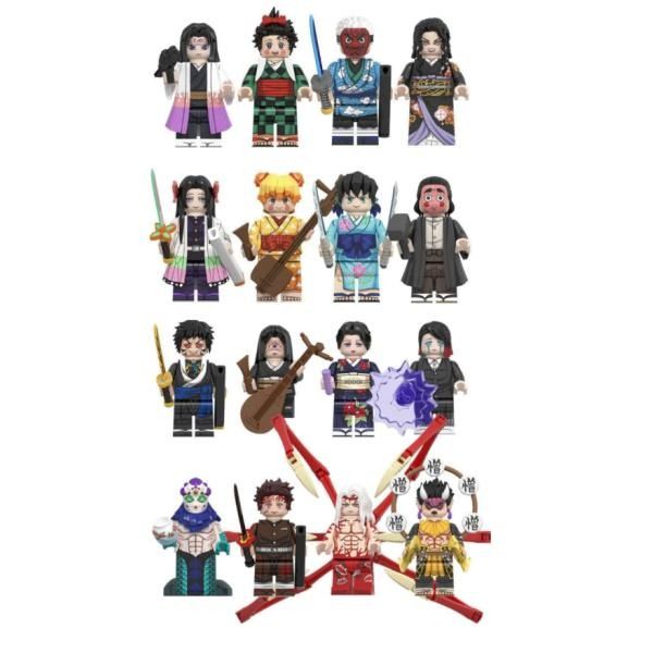 Set of 16 Demon Slayer: Kimetsu no Yaiba Minifigure Blocks, Compatible ...