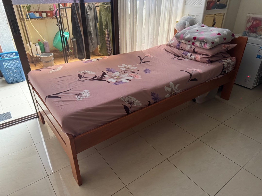 Single Bed Frame - Wooden Frame, Furniture & Home Living, Furniture ...
