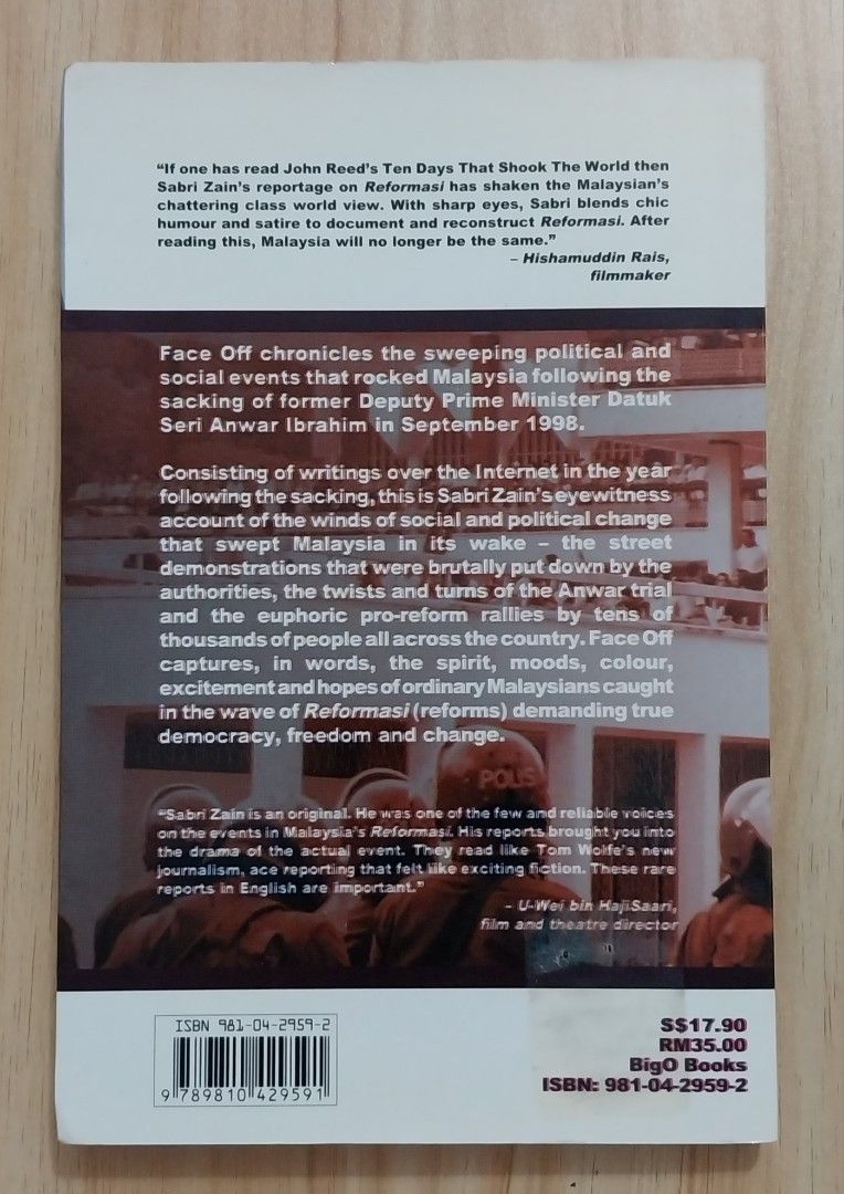 (SL) Face Off: A Malaysian Reformasi Diary (1998-99) by Sabri Zain ...