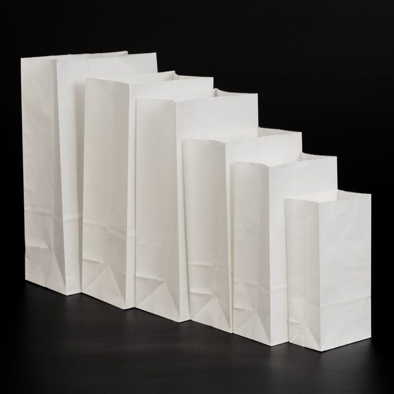Small White Paper Bags Without Handles. Small Square-Bottom Paper Bags ...