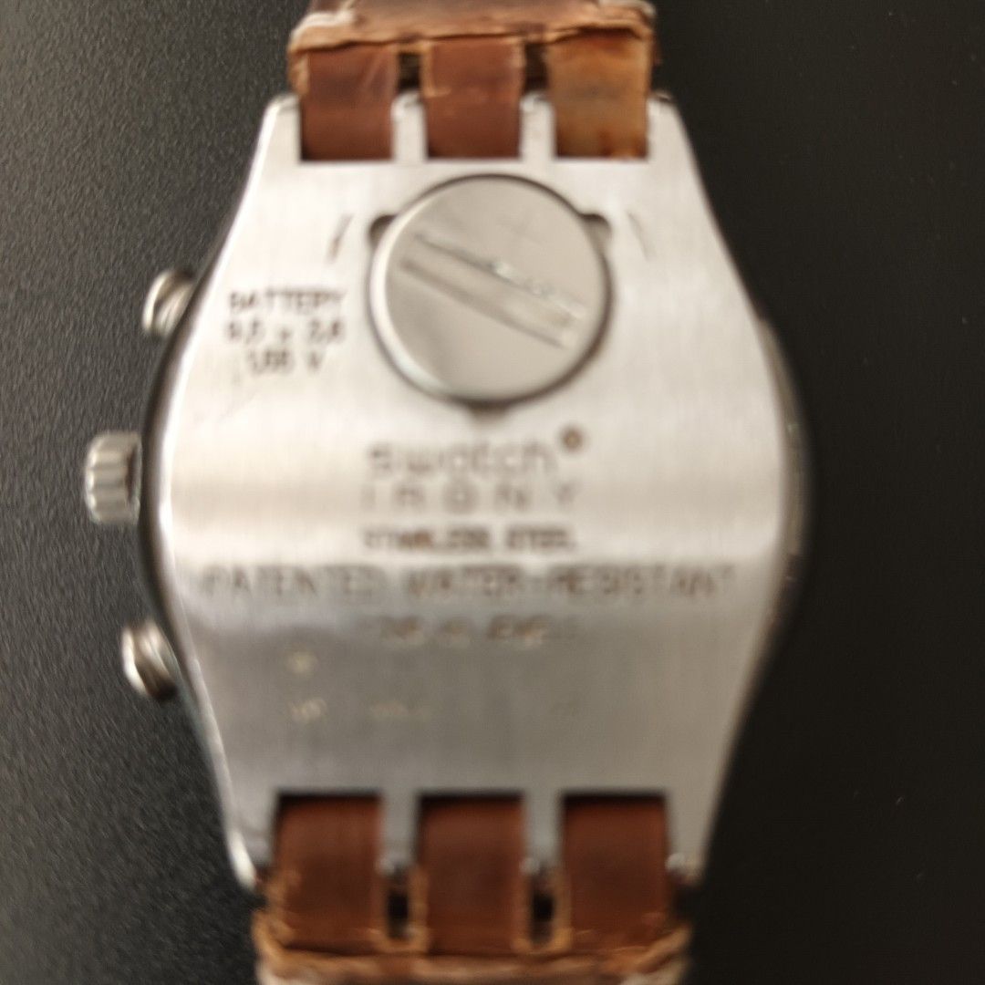 Swatch Chronograph Watch with Leather Strap, Men's Fashion, Watches ...