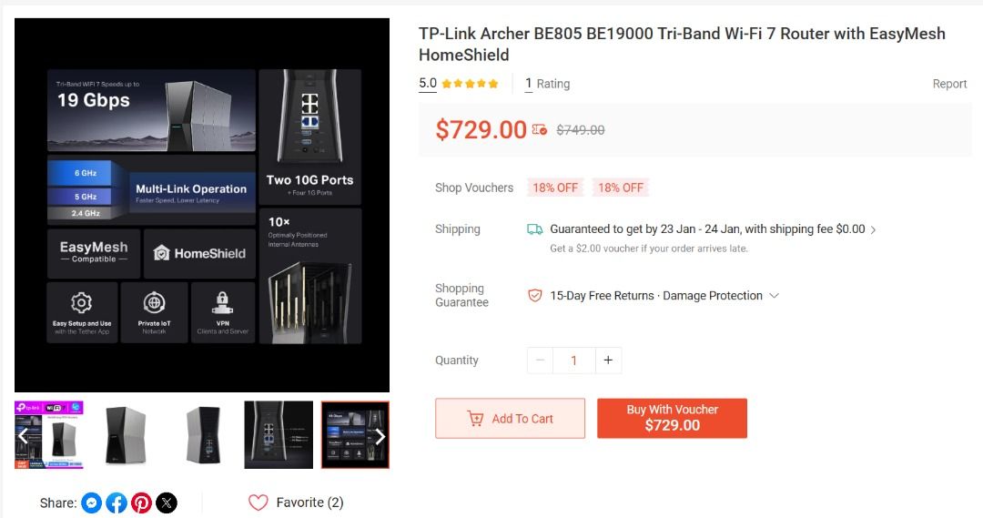 TP-Link Archer BE805 BE19000 Tri-Band Wi-Fi 7 Router, Computers & Tech ...