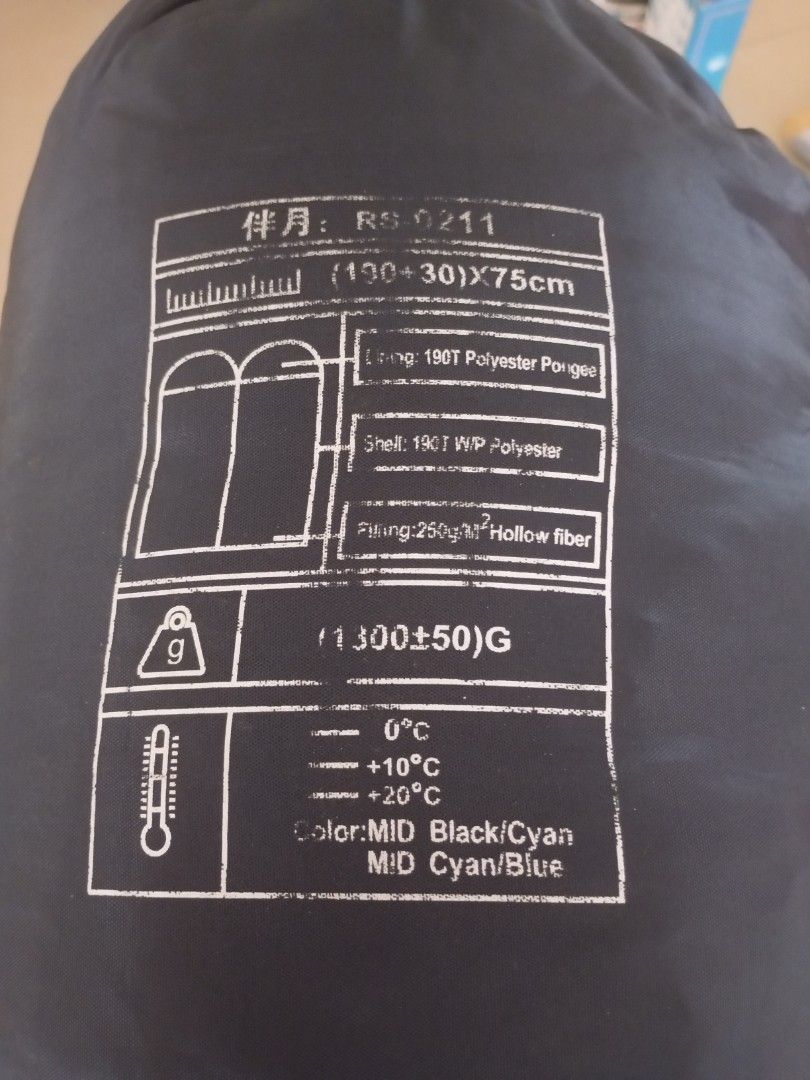 Very big RS 9211 Sleeping Bag - Black/Cyan, Sports Equipment, Hiking ...