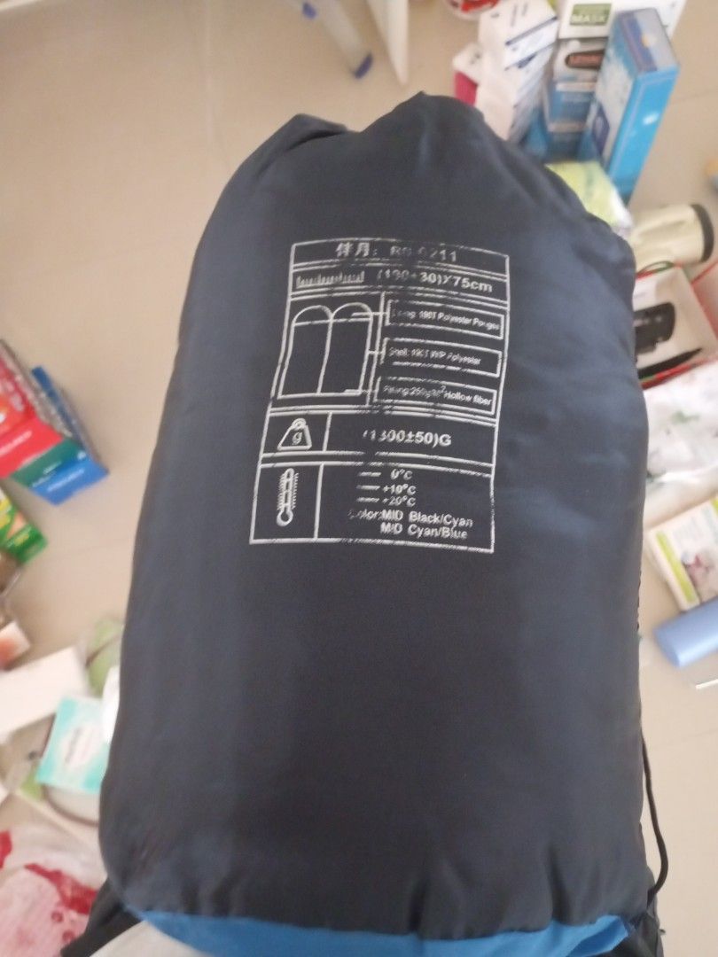 Very big RS 9211 Sleeping Bag - Black/Cyan, Sports Equipment, Hiking ...