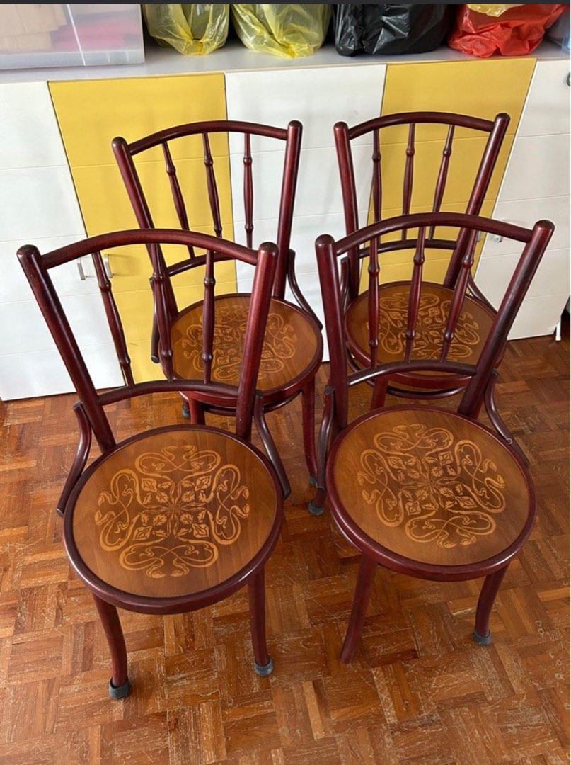 Vintage Kopitiam chairs (4pcs), Furniture & Home Living, Furniture ...