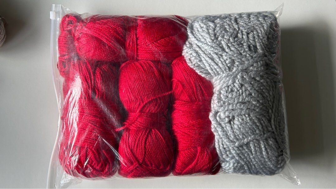 Yarn Bundle - Red and Grey, Hobbies & Toys, Stationery & Craft, Craft ...