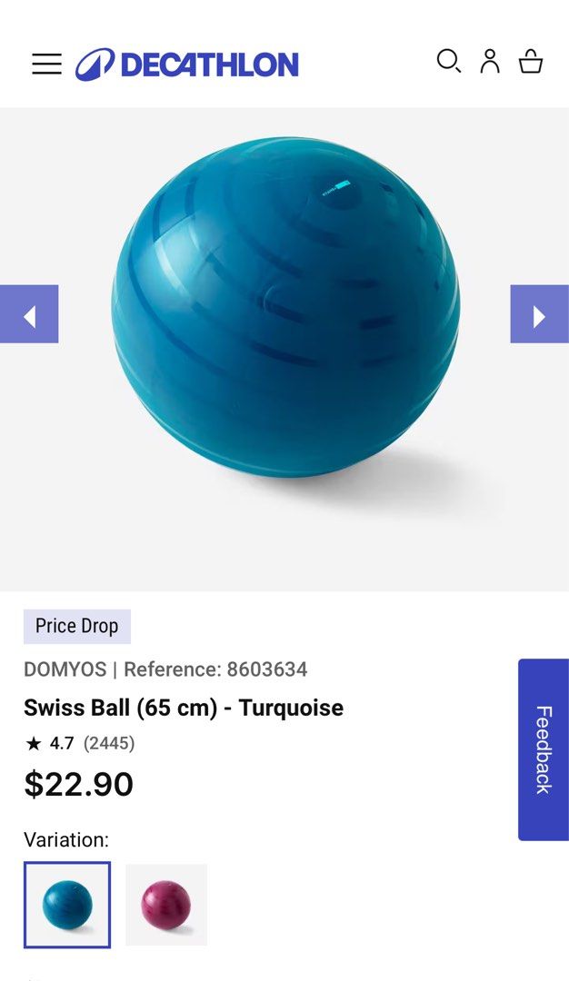 Yoga ball, Sports Equipment, Exercise & Fitness, Toning & Stretching ...