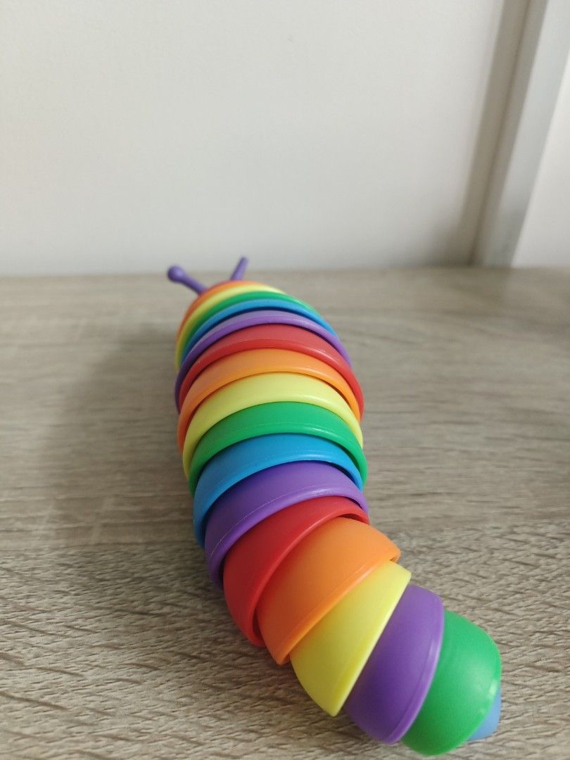 3D printed Rainbow Slug Fidget Toy, Hobbies & Toys, Toys & Games on ...