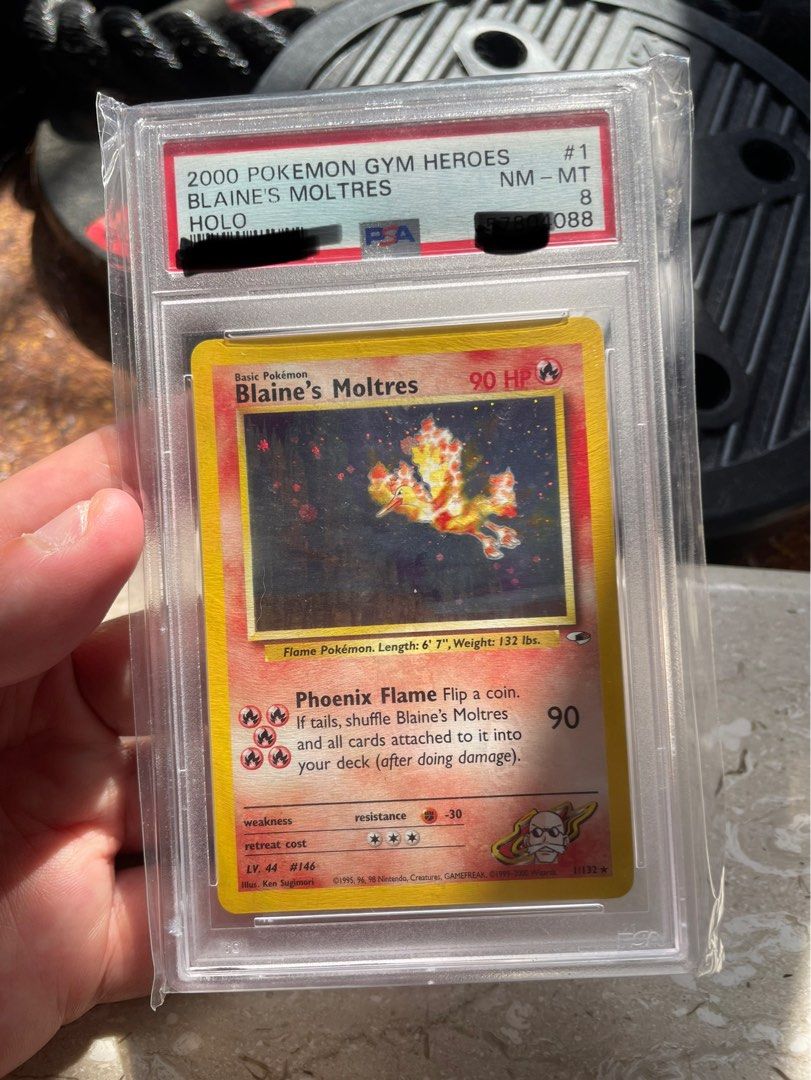888 Rare Blaine's Moltres #1 Holo PSA 8 Pokemon Card BGS CGC TAG PSA ...