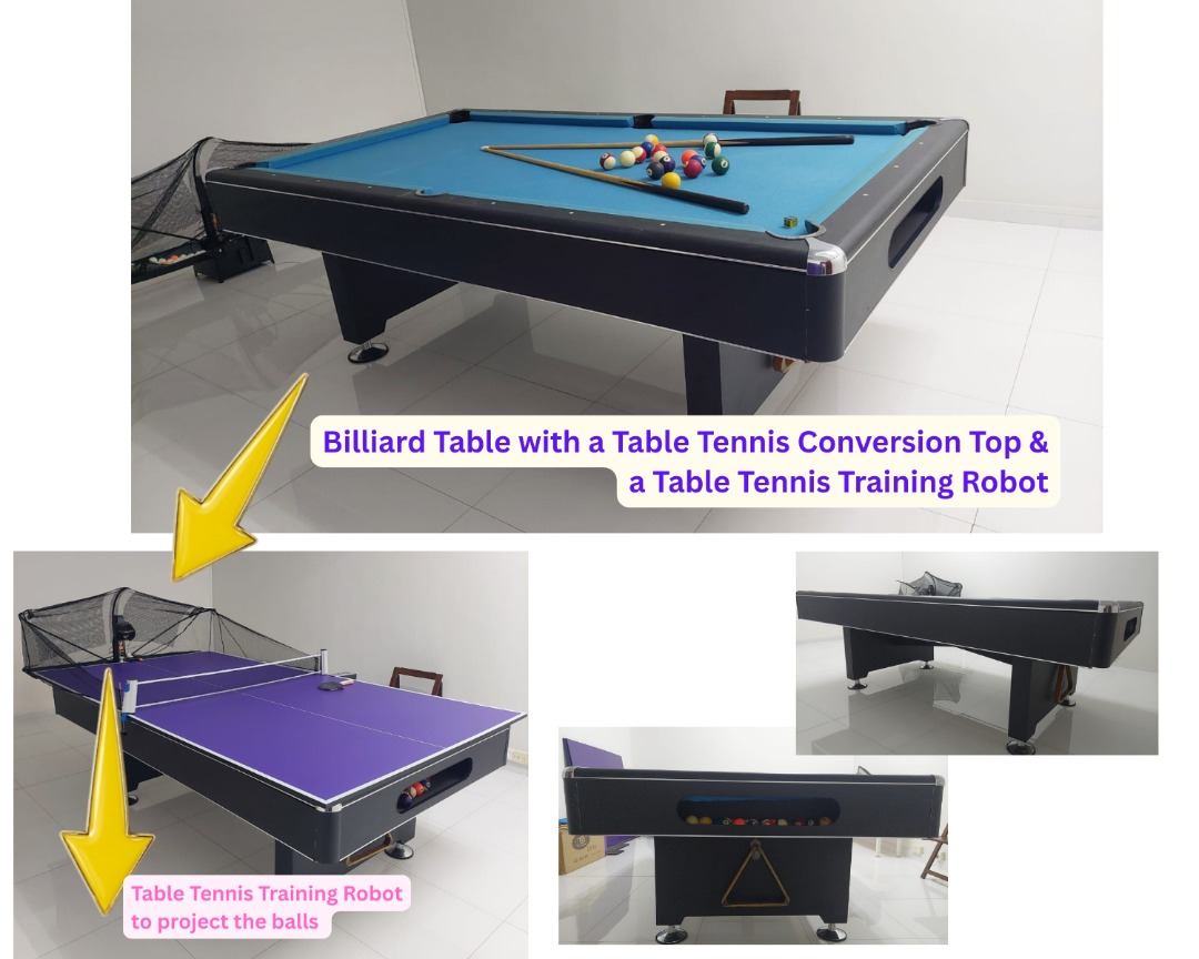 ( 3-in-1 ) Billiard Table + Table Tennis + Table Tennis Training Robot ...