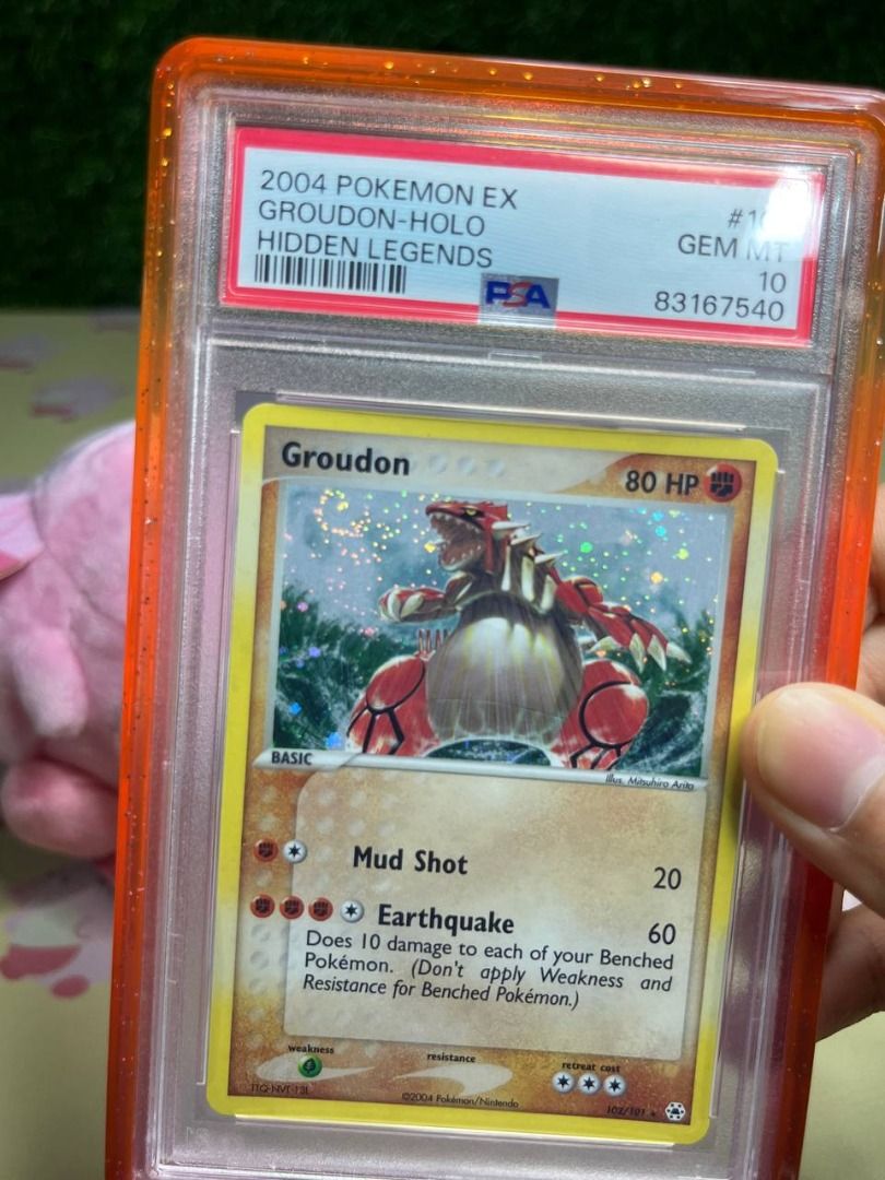 🐣 Pokemon Groudon 102/101 PSA 10 Deck with GRADED GUARD Sunset V2 ...