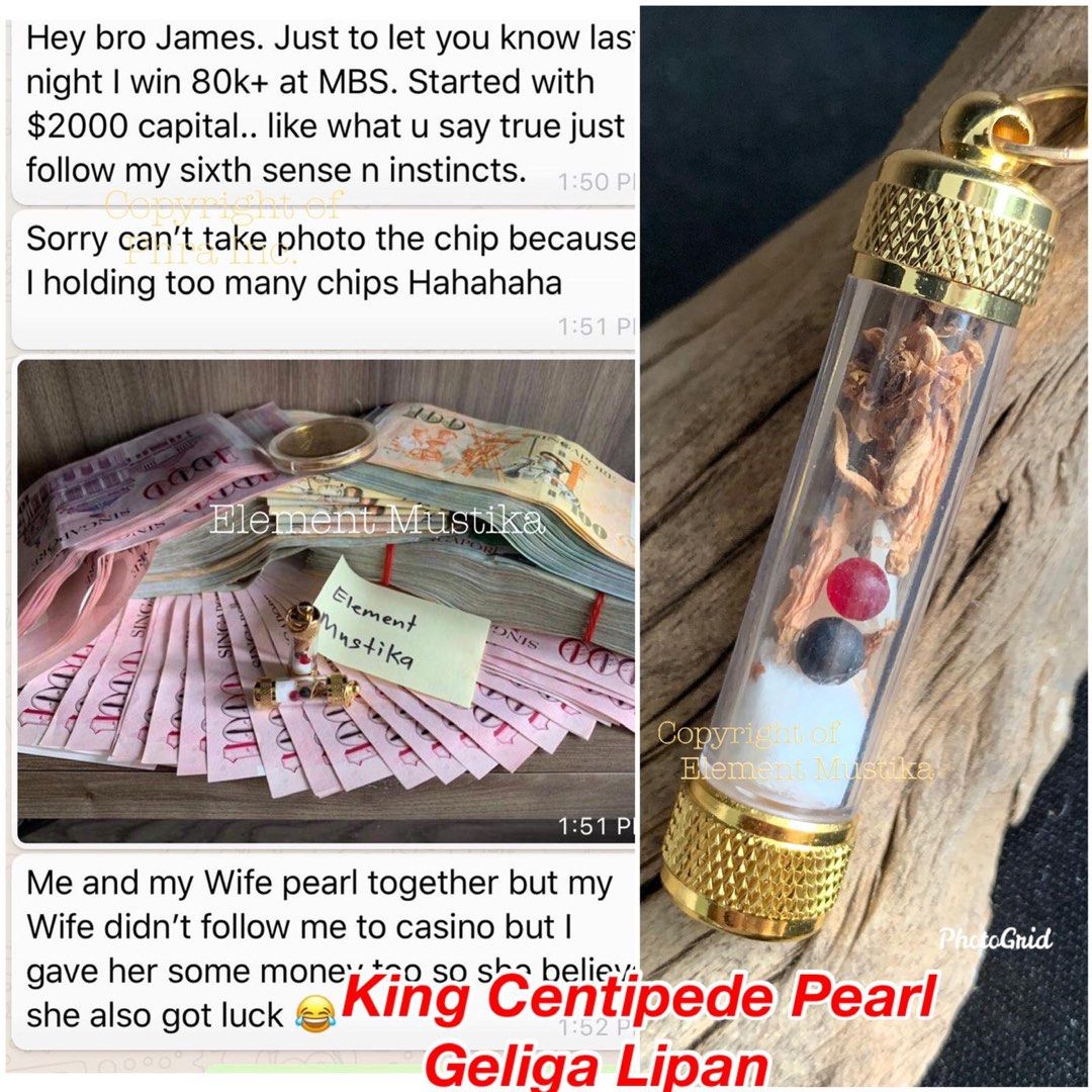 💰 WINDFALL LUCK King Centipede Pearl (Mustika Lipan) Amulet Known for ...