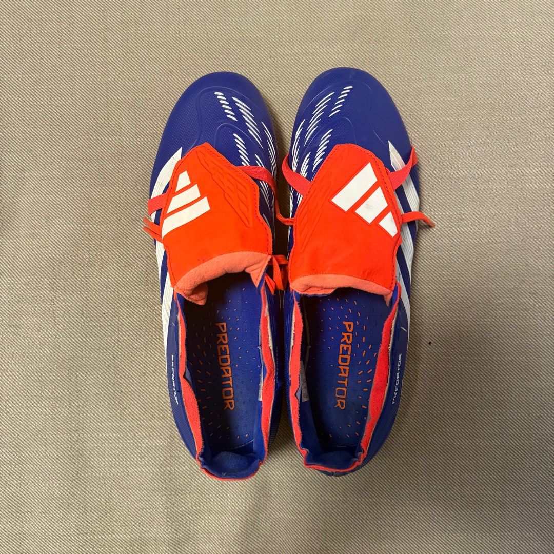 adidas predator league fold-over tongue firm ground boots blue & orange ...
