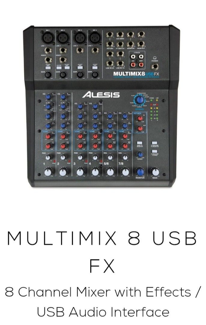Alesis MultiMix 8 USB FX 8-Channel Mixer, Audio, Other Audio Equipment ...