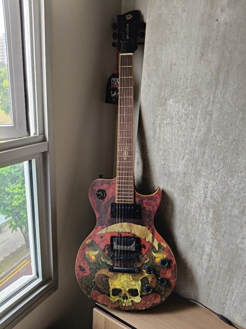 ASG Anti-Custom Electric Guitar with Skull Design, Hobbies & Toys ...