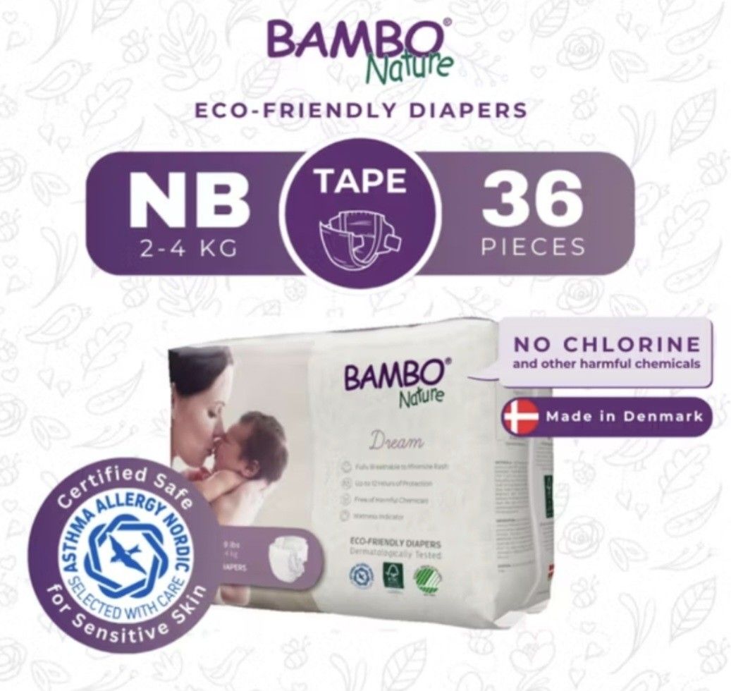 Bambo Nature New Born Baby Diapers - Size 2-4kg, Babies & Kids, Bathing ...