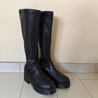 Black Platform Knee High Boots, Women's Fashion, Footwear, Boots on ...