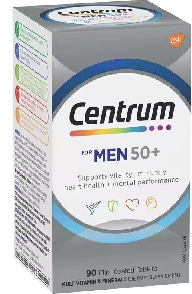 Centrum For Men 50+ Multivitamin - 90 Tablets, Health & Nutrition ...