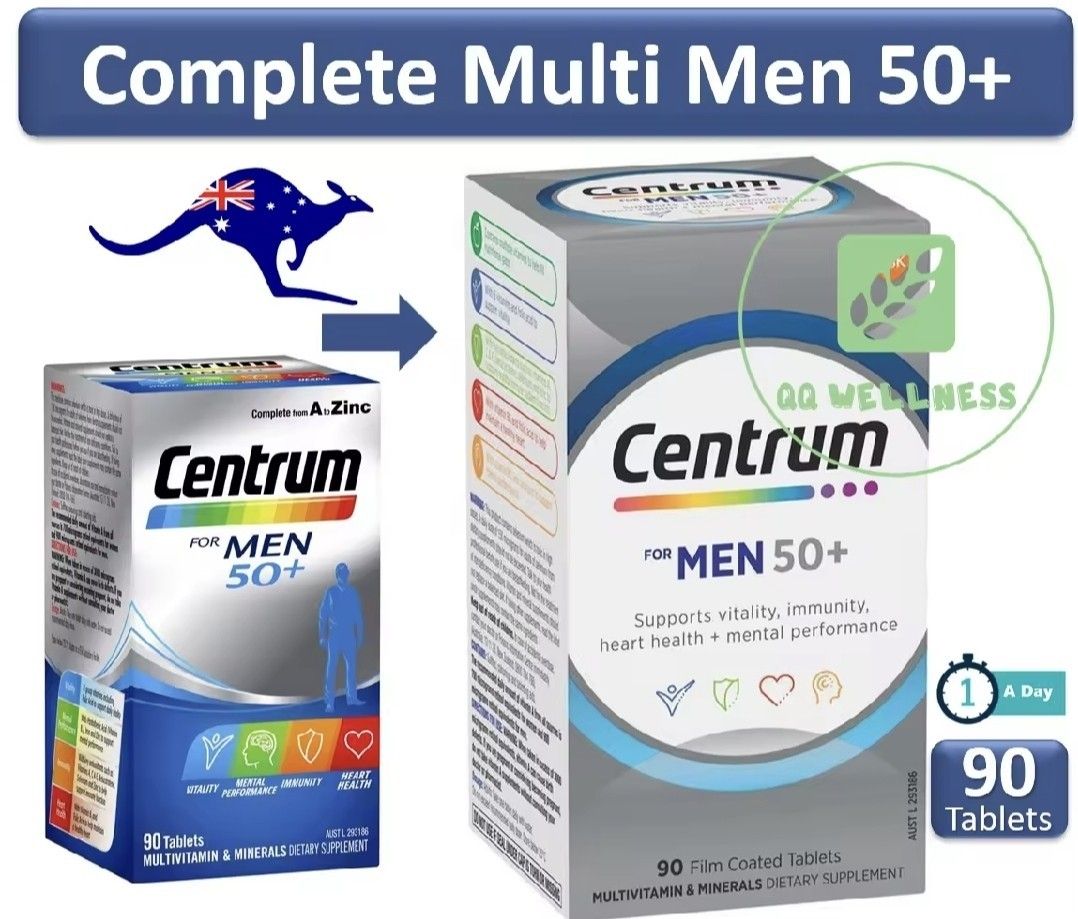 Centrum For Men 50+ Multivitamin - 90 Tablets, Health & Nutrition ...