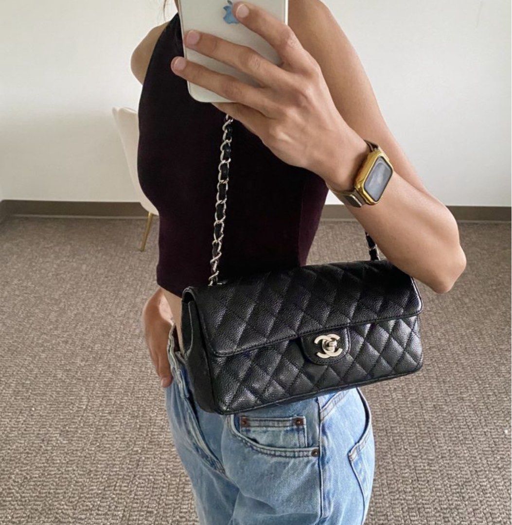 Chanel Classic East West Caviar Flap, Luxury, Bags & Wallets on Carousell