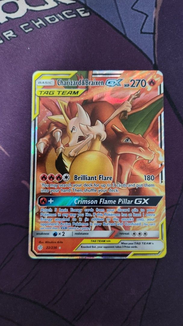 Charizard & Braixen GX Tag Team Pokemon Card, Hobbies & Toys, Toys ...