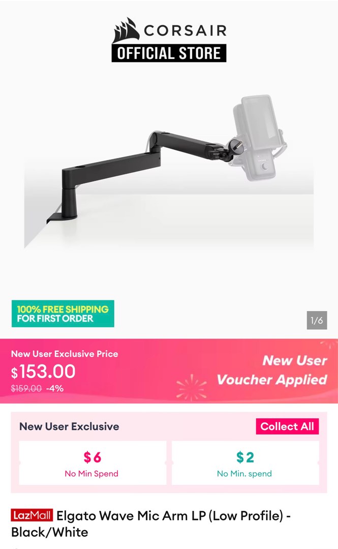 Elgato Wave Mic Arm LP (Low Profile) - Black, Audio, Microphones on ...