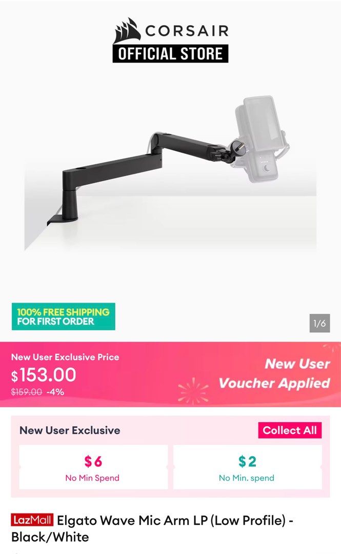 Elgato Wave Mic Arm LP (Low Profile) - Black, Audio, Microphones on ...