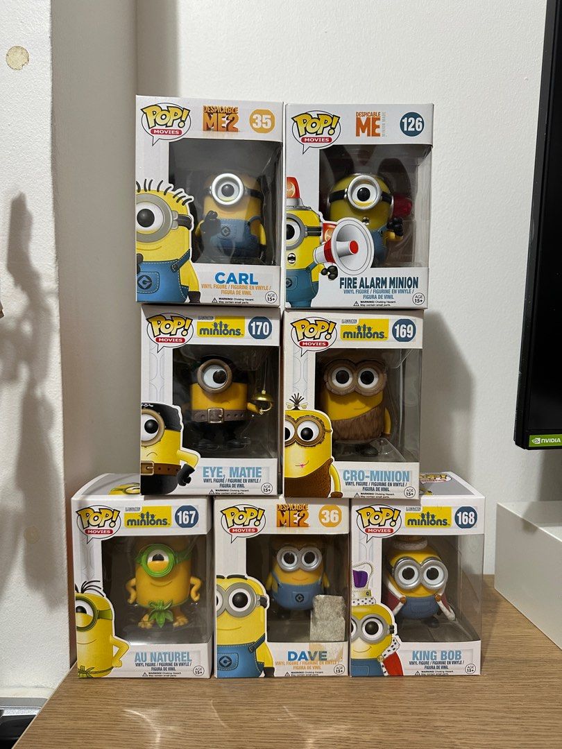 Funko Pop! Minions Figures - Carl, Dave, Fire Alarm, Eye Matie, Au ...