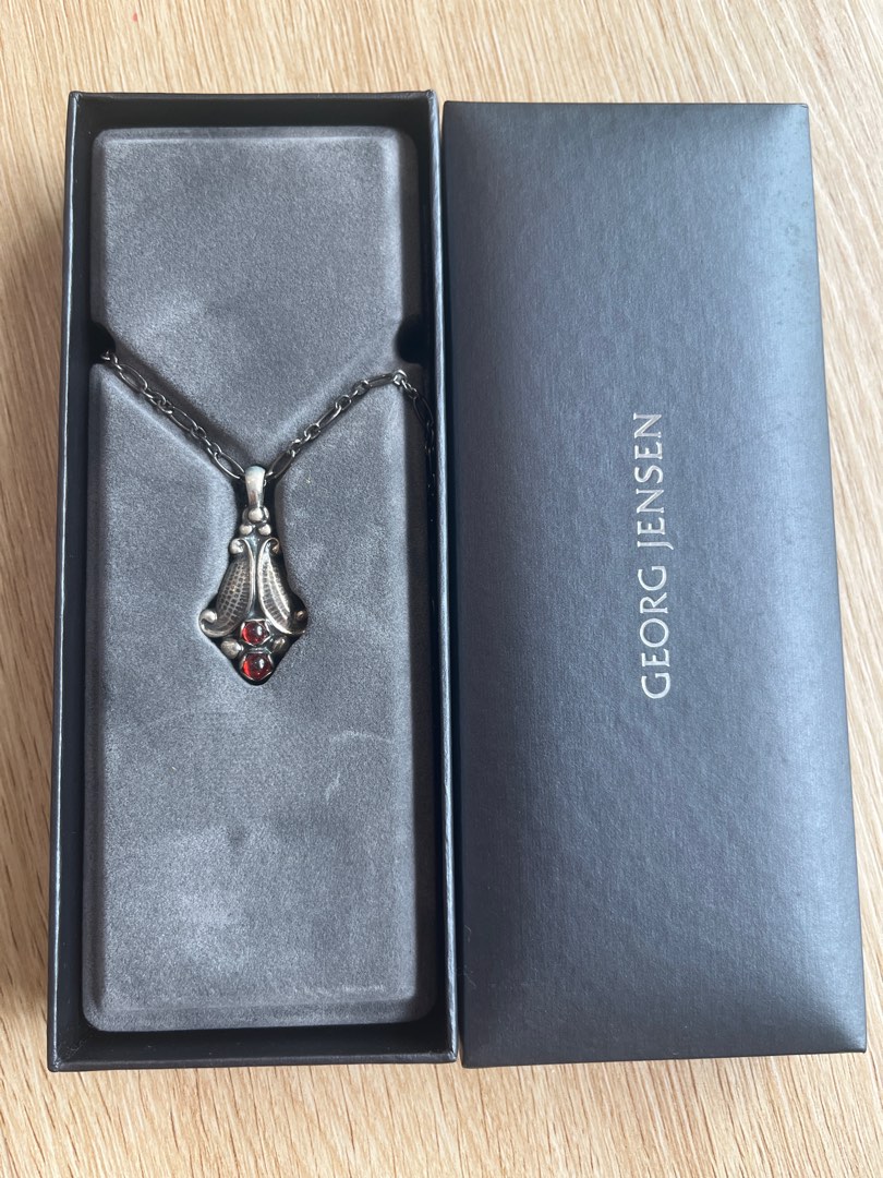 Georg Jensen Heritage 1994 Necklace with Garnet Stones, Women's Fashion ...