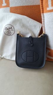 Hermes Mini Evelyne TPM Black GHW, Luxury, Bags & Wallets on Carousell