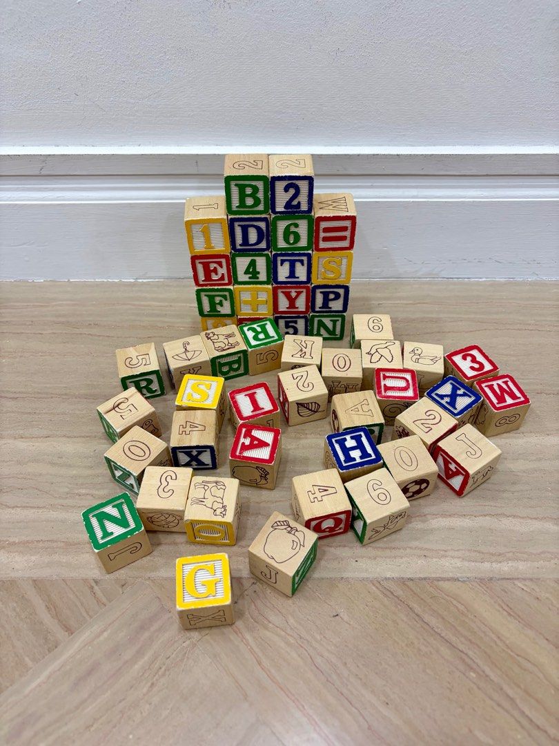 Melissa & Doug 50-piece Wooden ABC123 Blocks, Hobbies & Toys, Toys ...